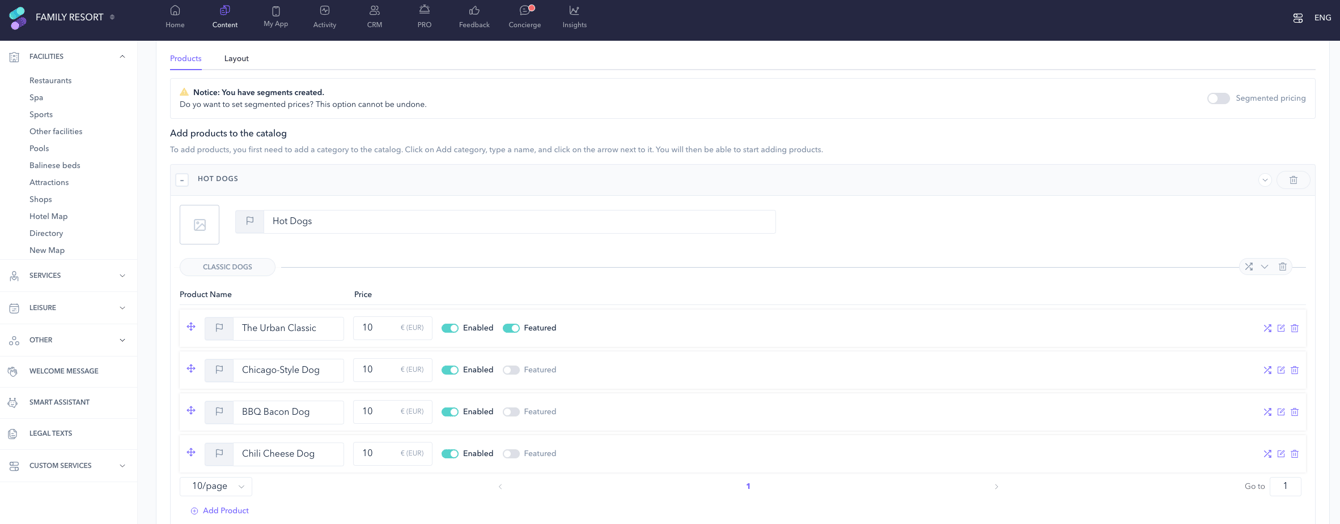 How to add a restaurant menu using the advanced catalog